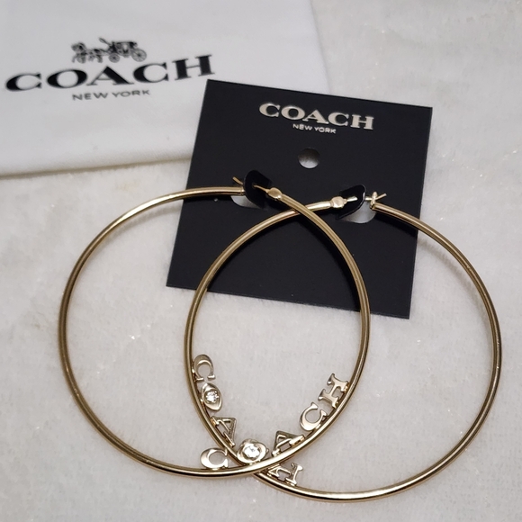 Coach | Jewelry | Coach Signature Large Hoop Earrings | Poshmark